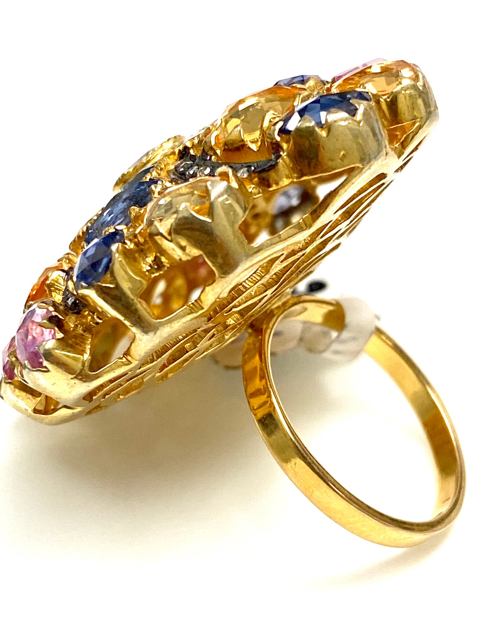 Multicolor Sapphire Rosecut Cluster Ring - Etsy