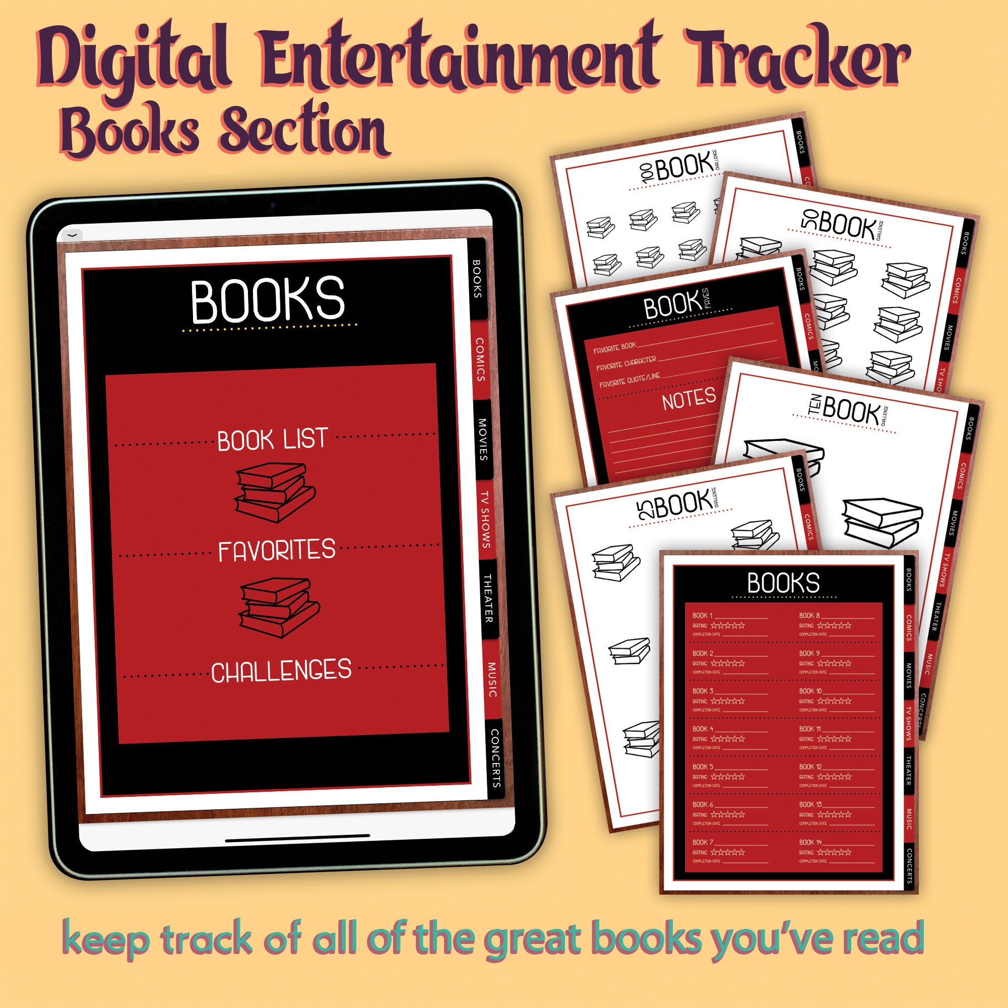 Digital Movie Tracker Digital Book Tracker Digital | Etsy