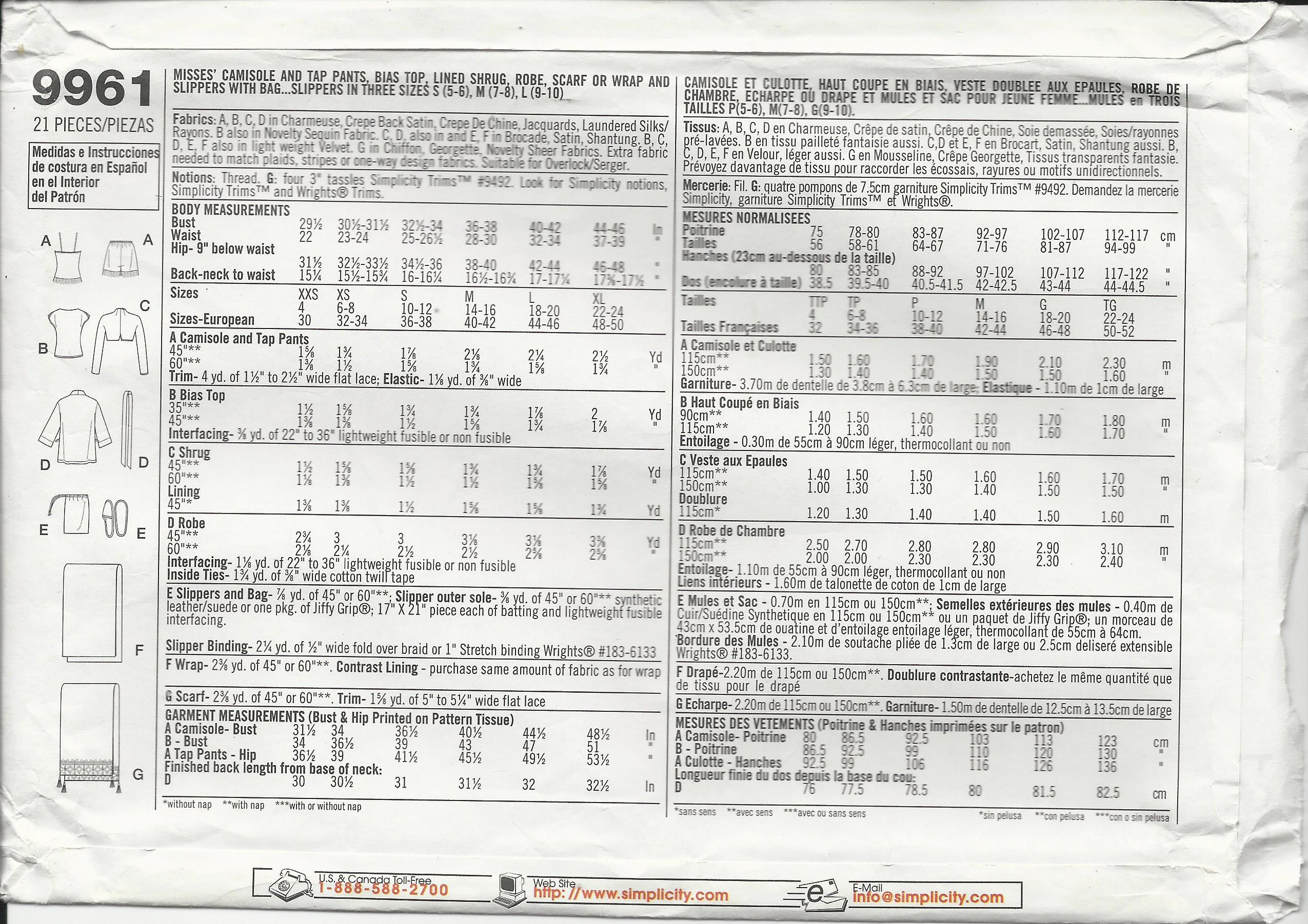 Wraps, Vintage Simplicity 9961 Easy to Sew Ladies Camisole, tap pants ...