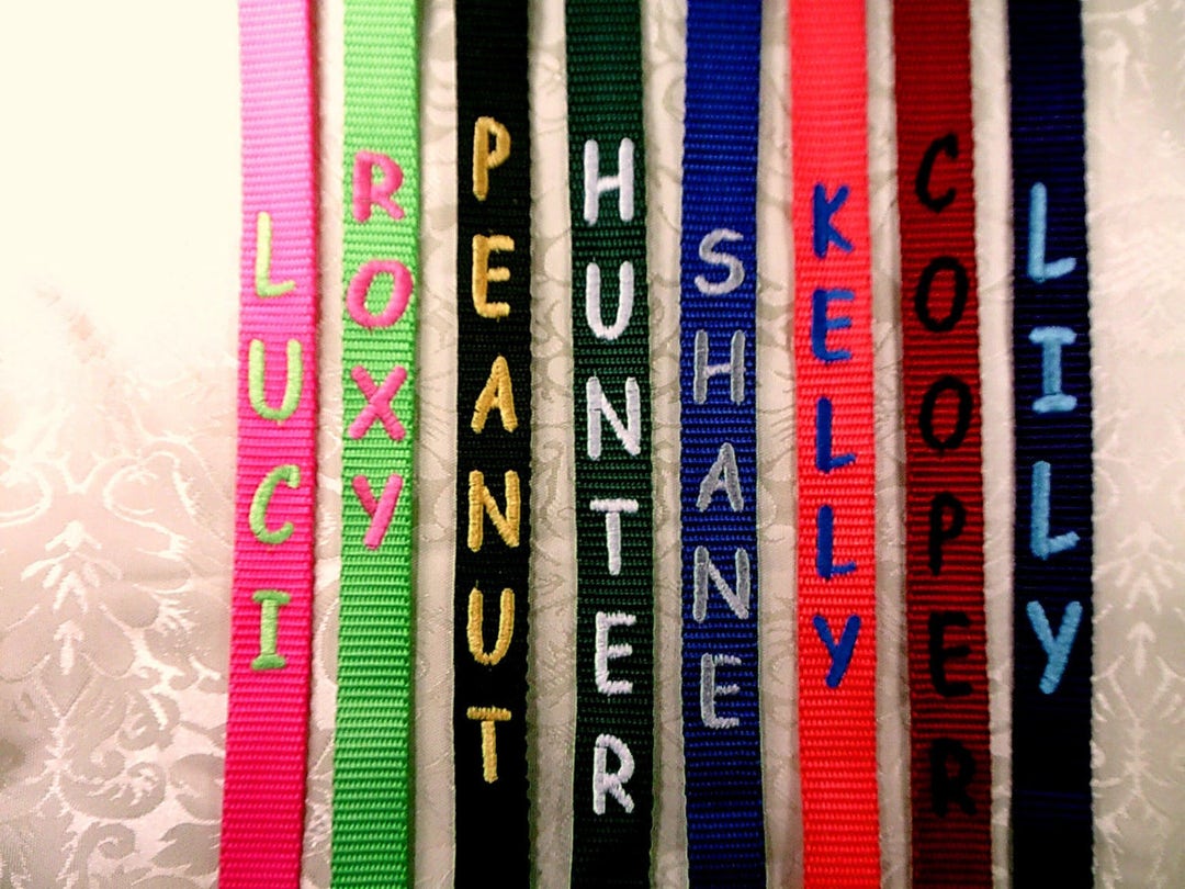 DOG LEASH PERSONALIZED , Embroidered , 1" , 3/4" & 5/8",, Wide Heavy ...