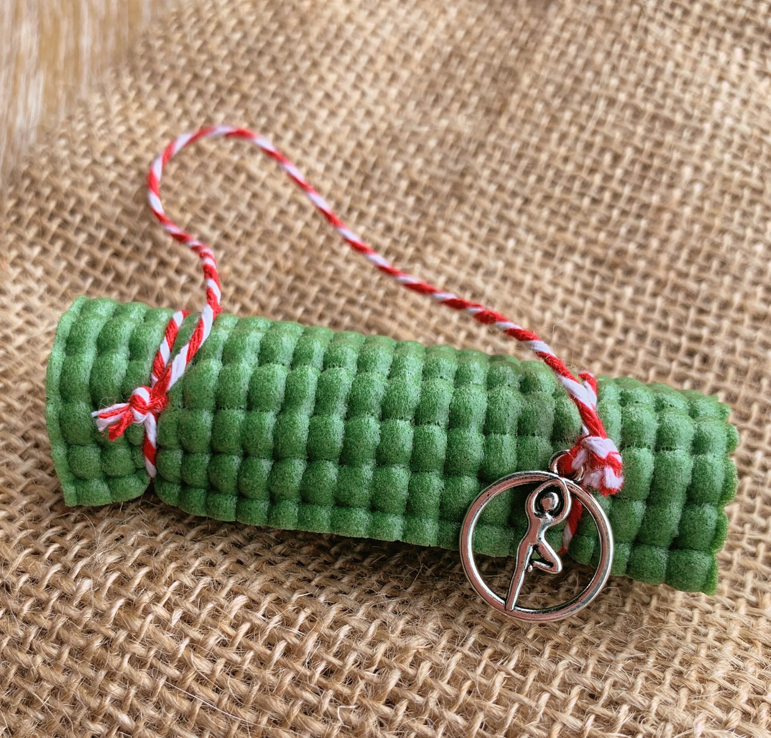 Handmade Yoga Mat Ornament – Upcycled Fitness Gift - Yoga Instructor ...