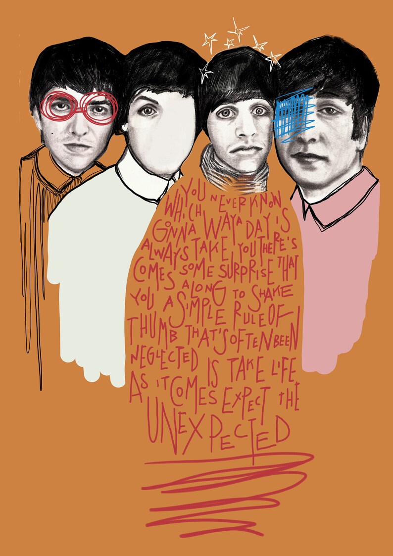 PRINT - THE BEATLES * 4 Colors - 4 Versions - Etsy