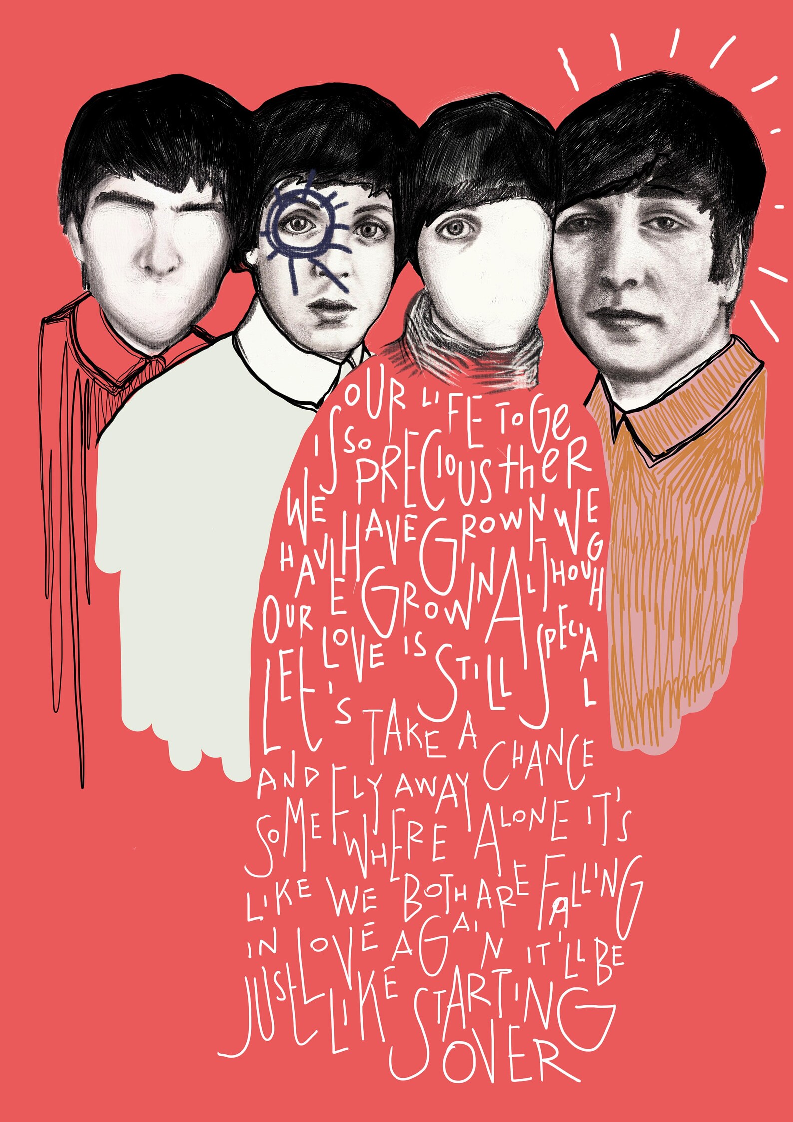 PRINT - THE BEATLES * 4 Colors - 4 Versions - Etsy