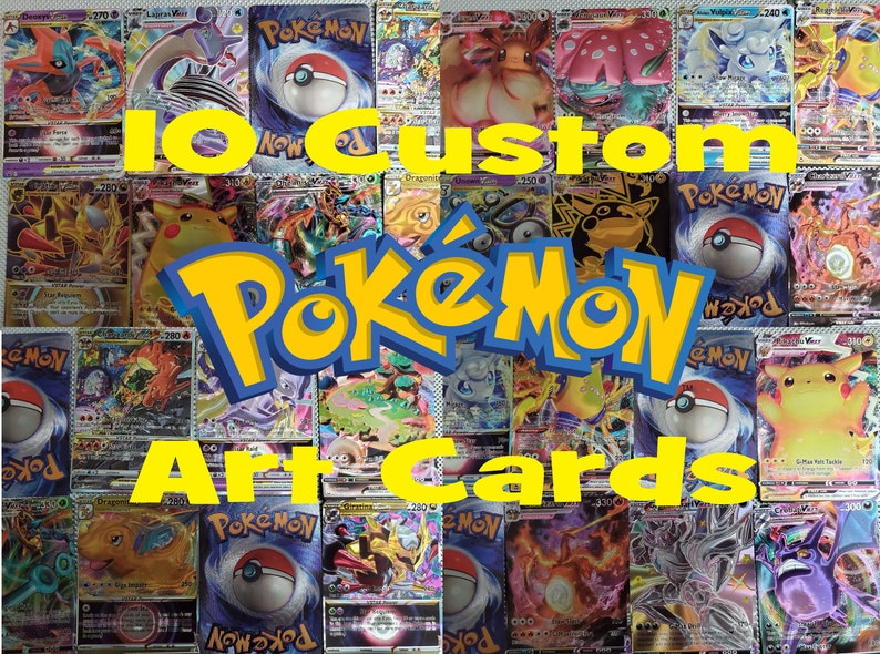 10 X Custom Pokémon Textured Foil Art Cards Highest Quality Random Lot ...