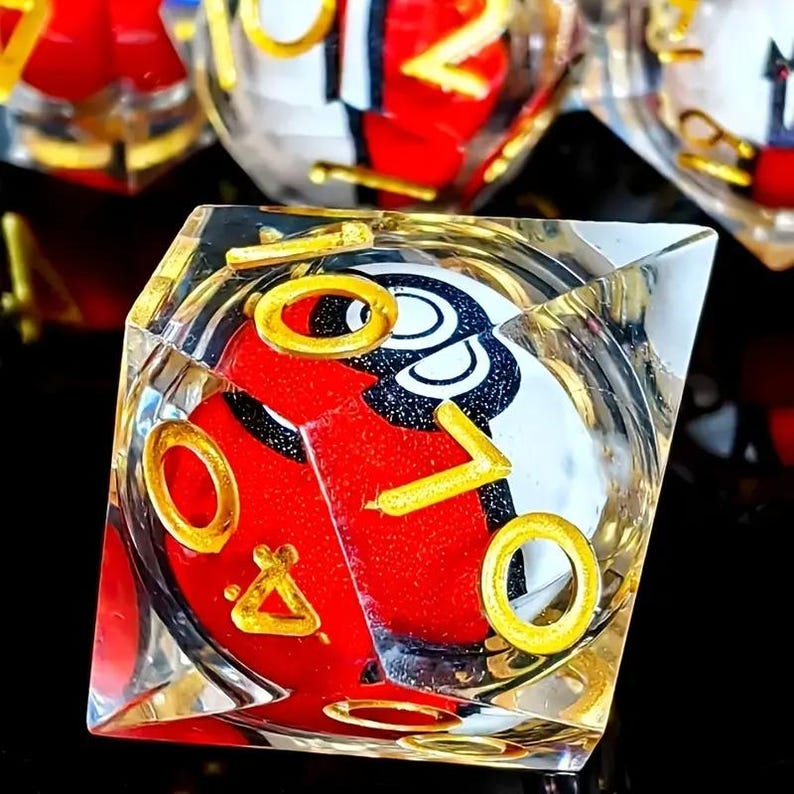 Set of 7 Premium Rolling Poké Ball Liquid Core Dice Flowing Snow Globe ...