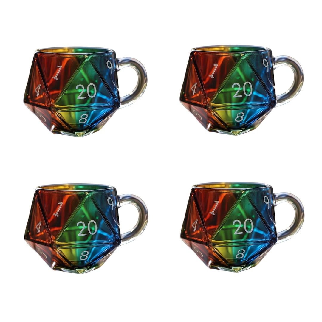 Rainbow Glass D20 Dice Mug 20-sided Die Intricate Design Colorful Multi ...