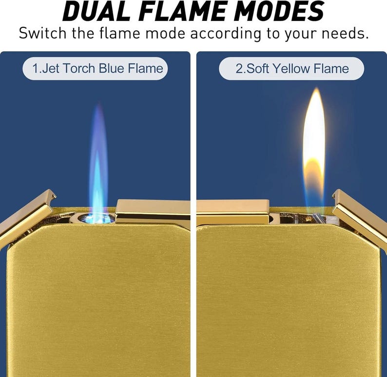 Full Metal Gold Dual Flame Jet Torch & Soft Fire Lighter - One Flame ...