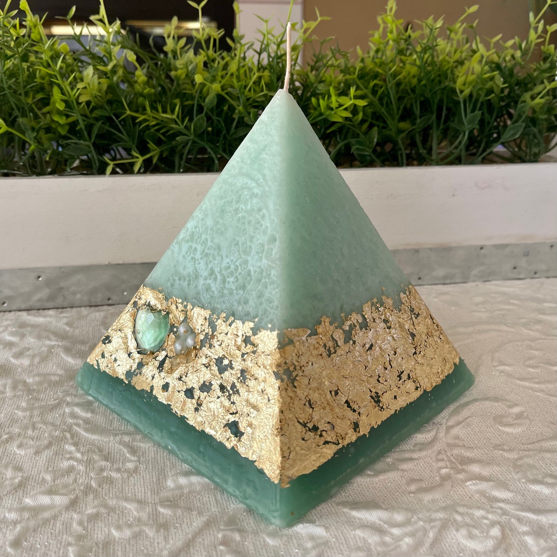 Artisan Pyramid Shaped Candle Light Green - Etsy