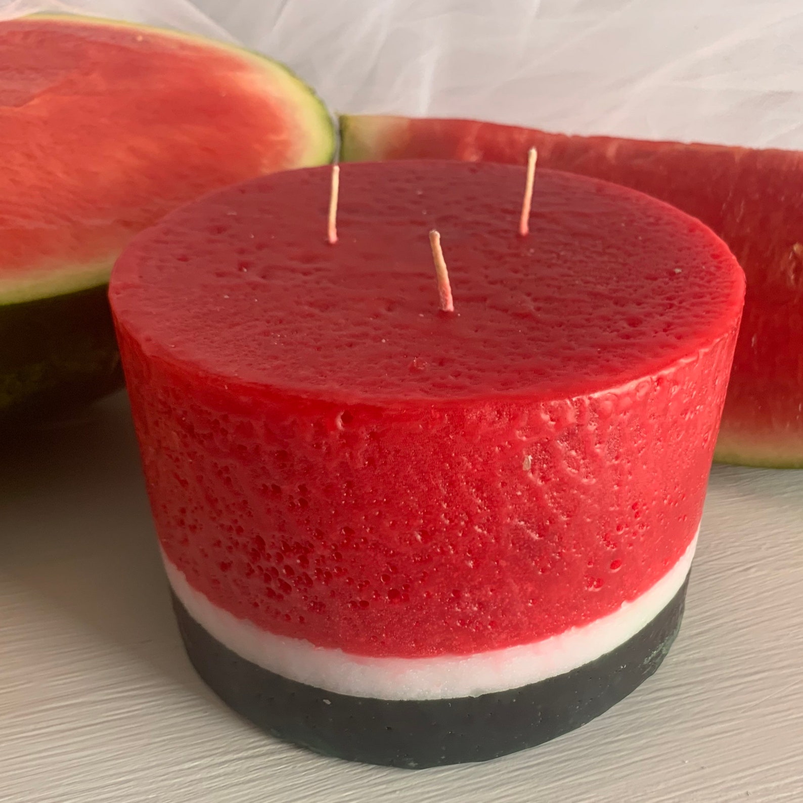 Watermelon Three Wick Pillar Candle Small | Etsy