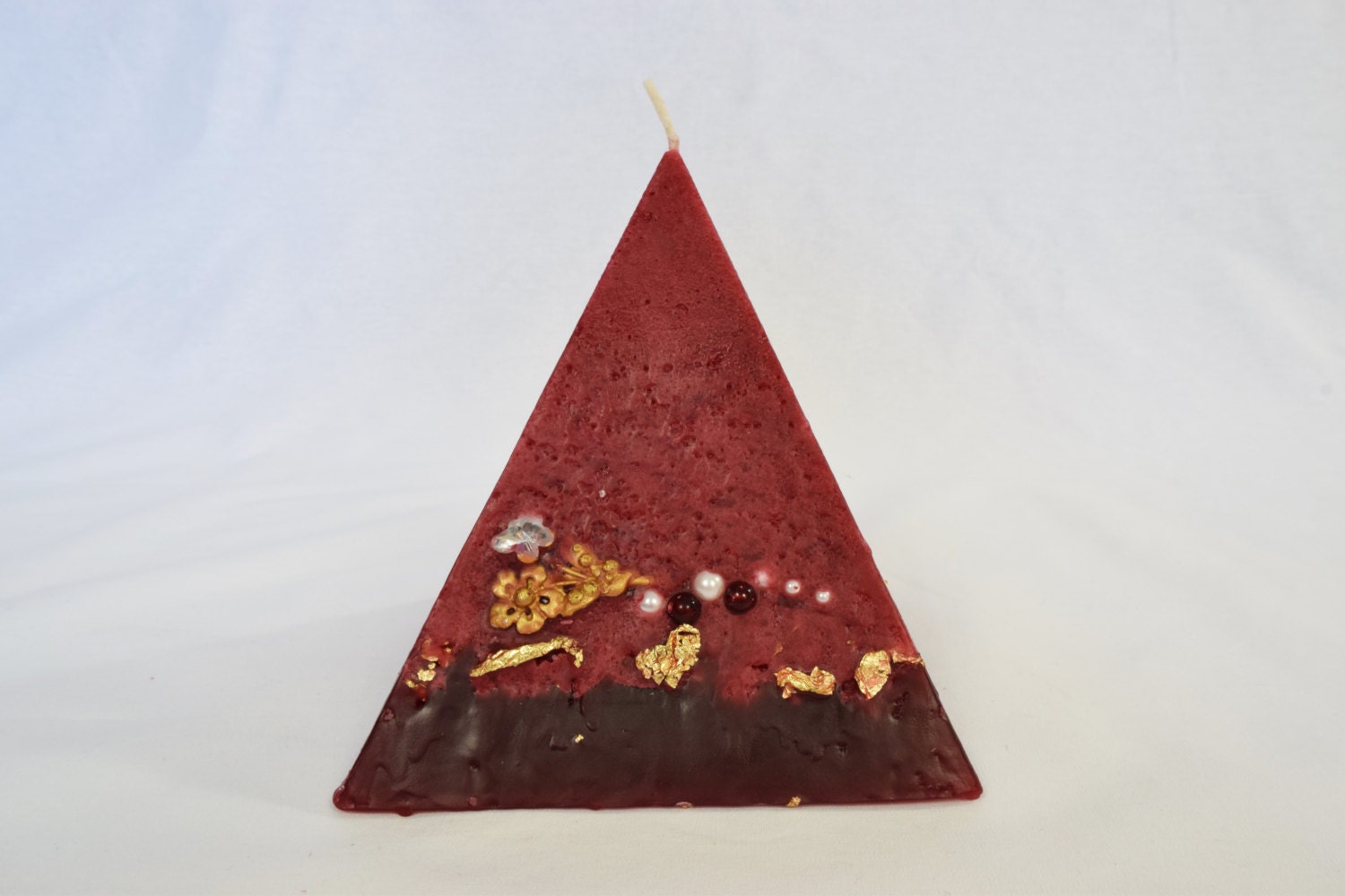 Artisan Pyramid Shaped Candle - Ruby Red