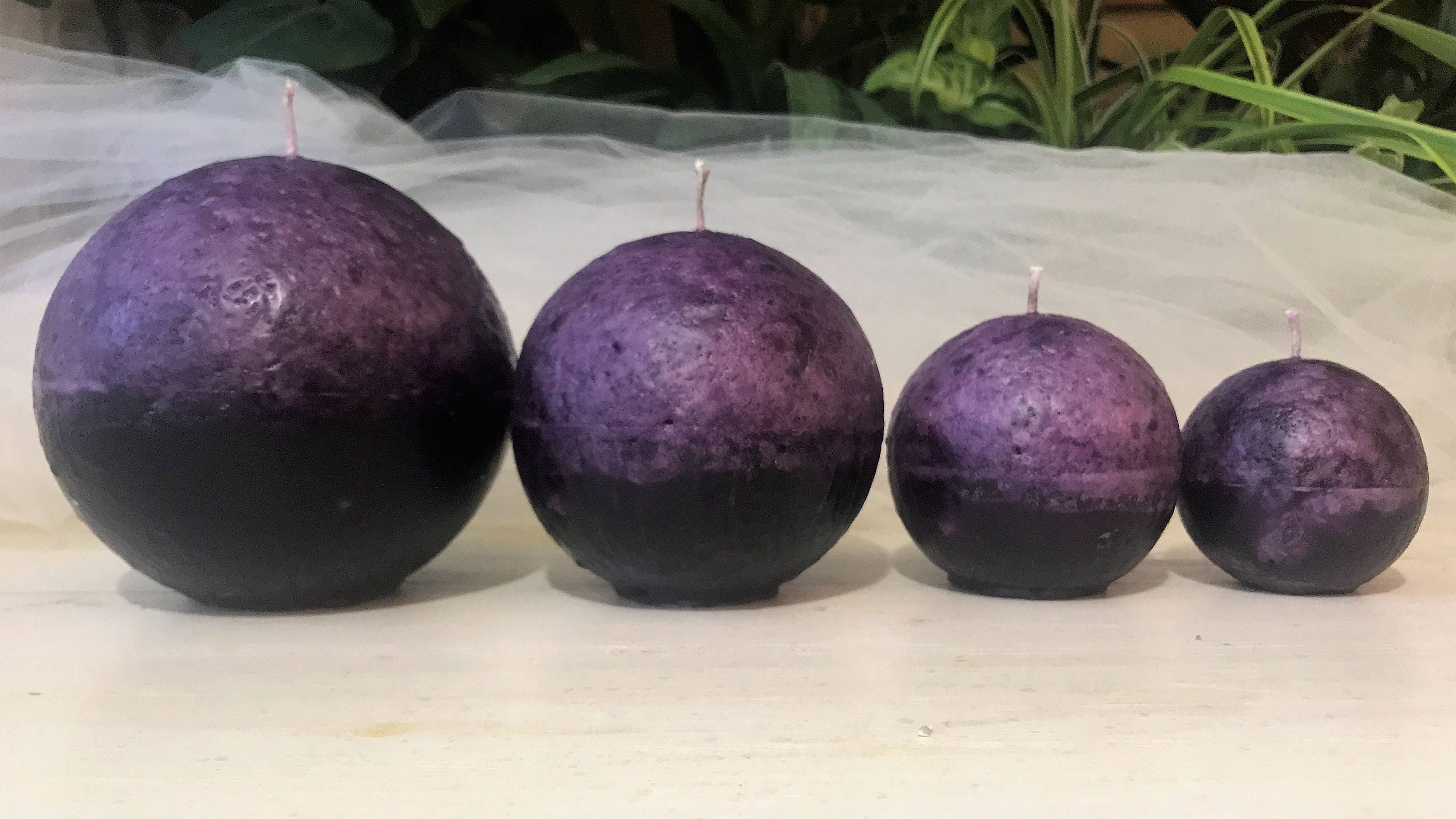 Set of 4 Purple Sphere (Ball) Candles