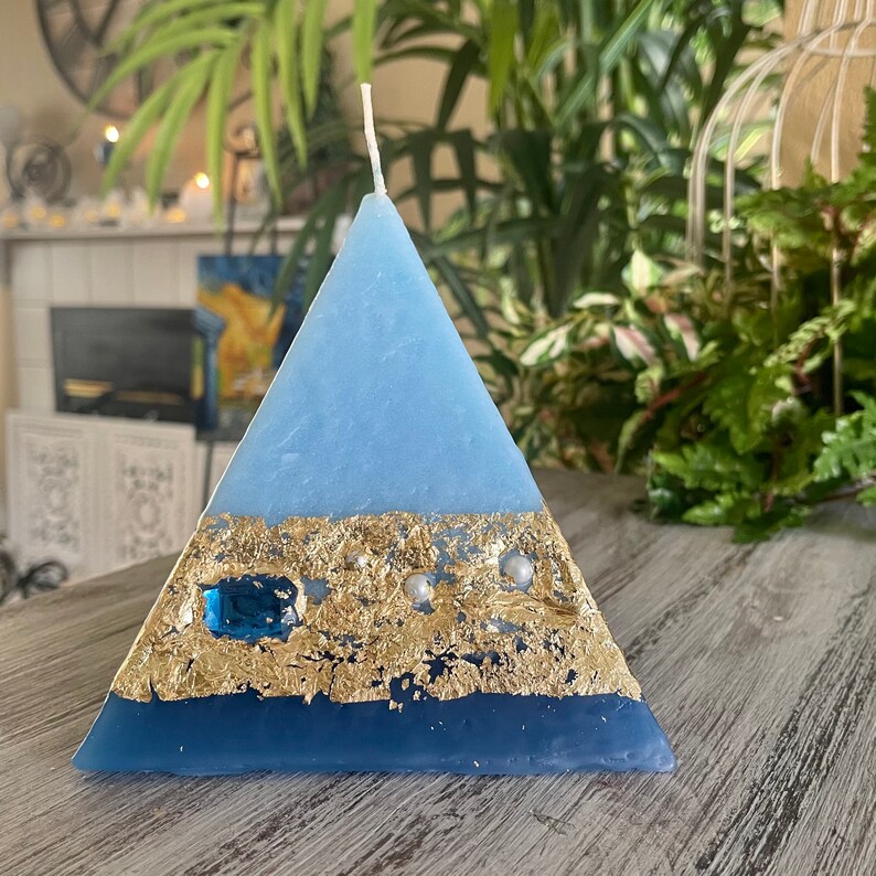 Artisan Pyramid Shaped Candle Light Blue - Etsy
