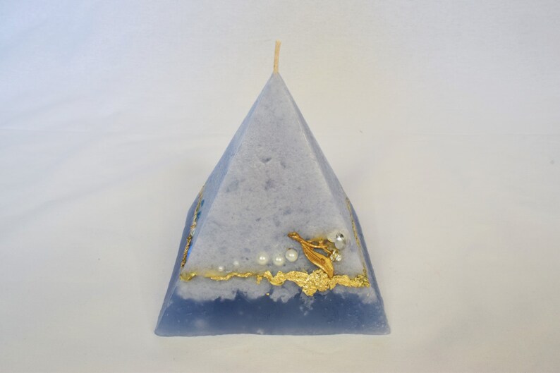 Artisan Pyramid Shaped Candle Light Blue | Etsy