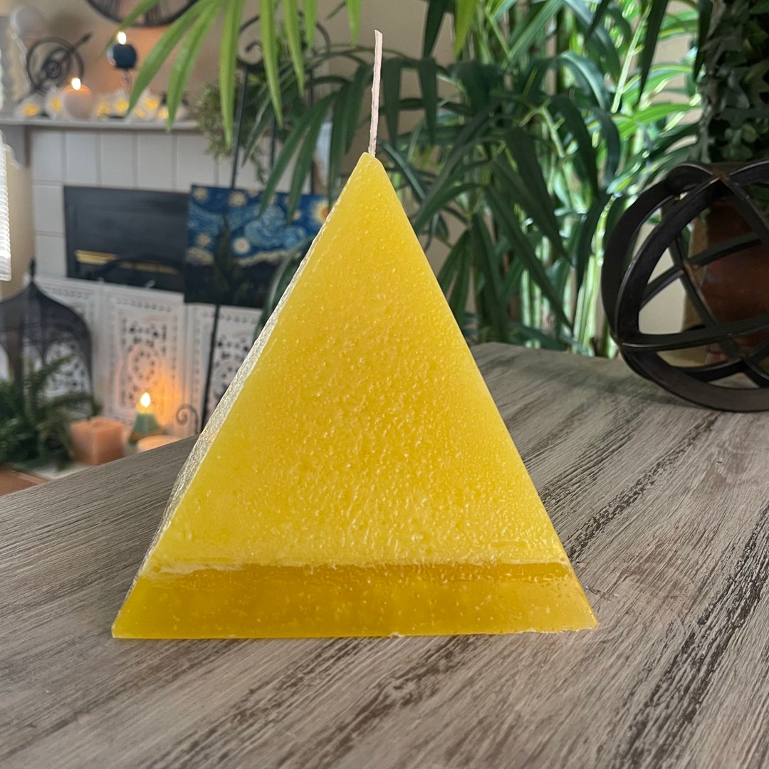 Yellow Pyramid Pillar Candle - Etsy