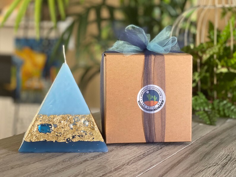 Artisan Pyramid Shaped Candle Light Blue - Etsy