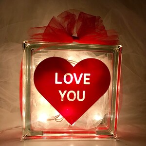 Love You Large Glass Block Light - Etsy