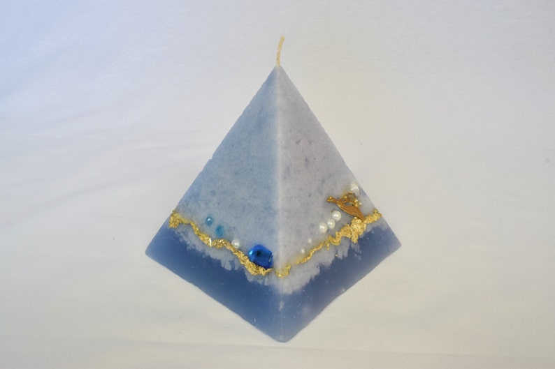 Artisan Pyramid Shaped Candle Light Blue | Etsy