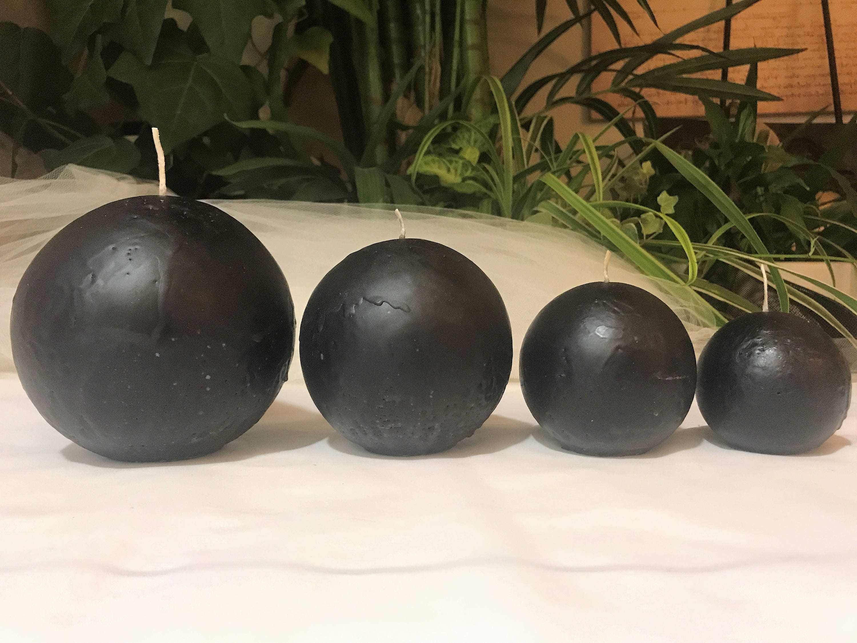 Set of 4 Black Sphere (Ball) Candles