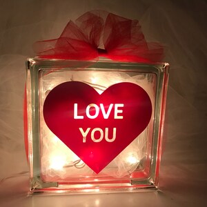 Love You Large Glass Block Light - Etsy
