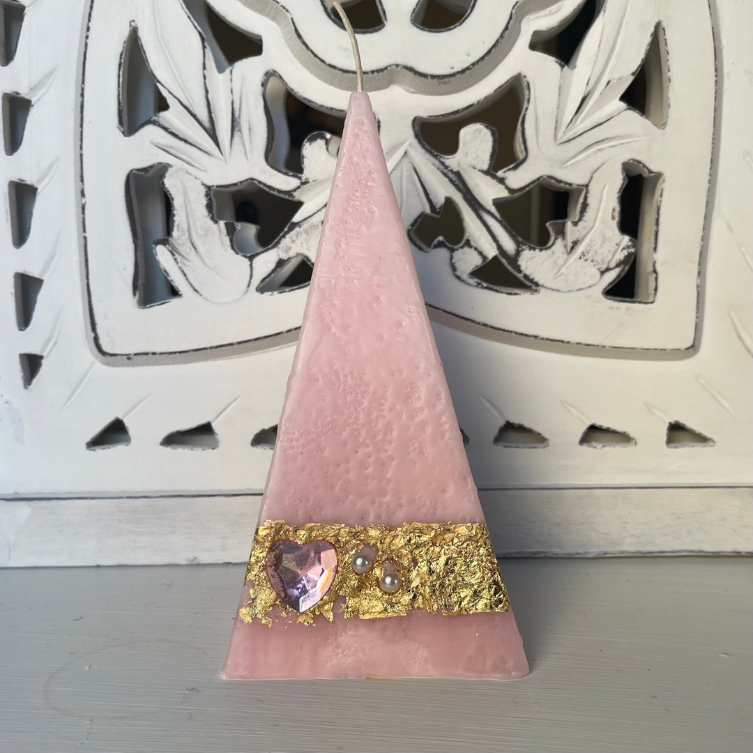 Pink Artisan Pyramid Shaped Candle - Etsy