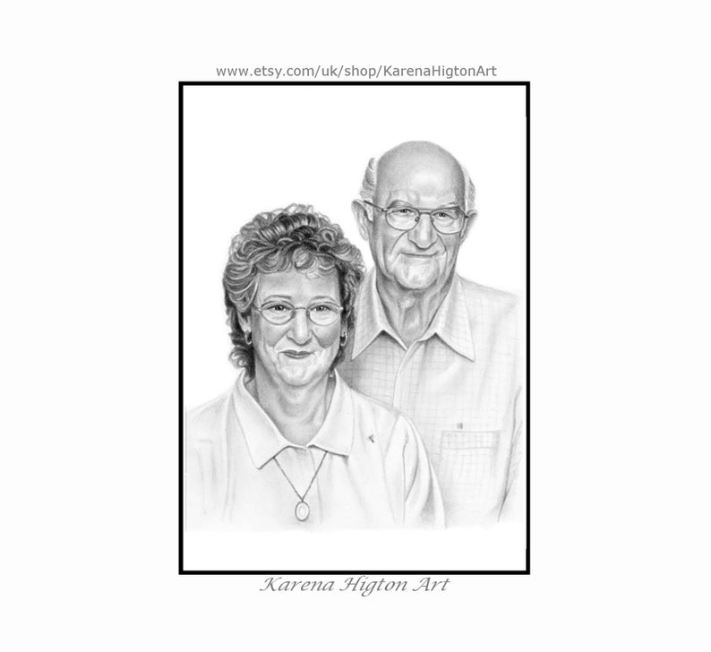 Custom Family Portrait Sketch From Photo Hand Drawn Couple - Etsy