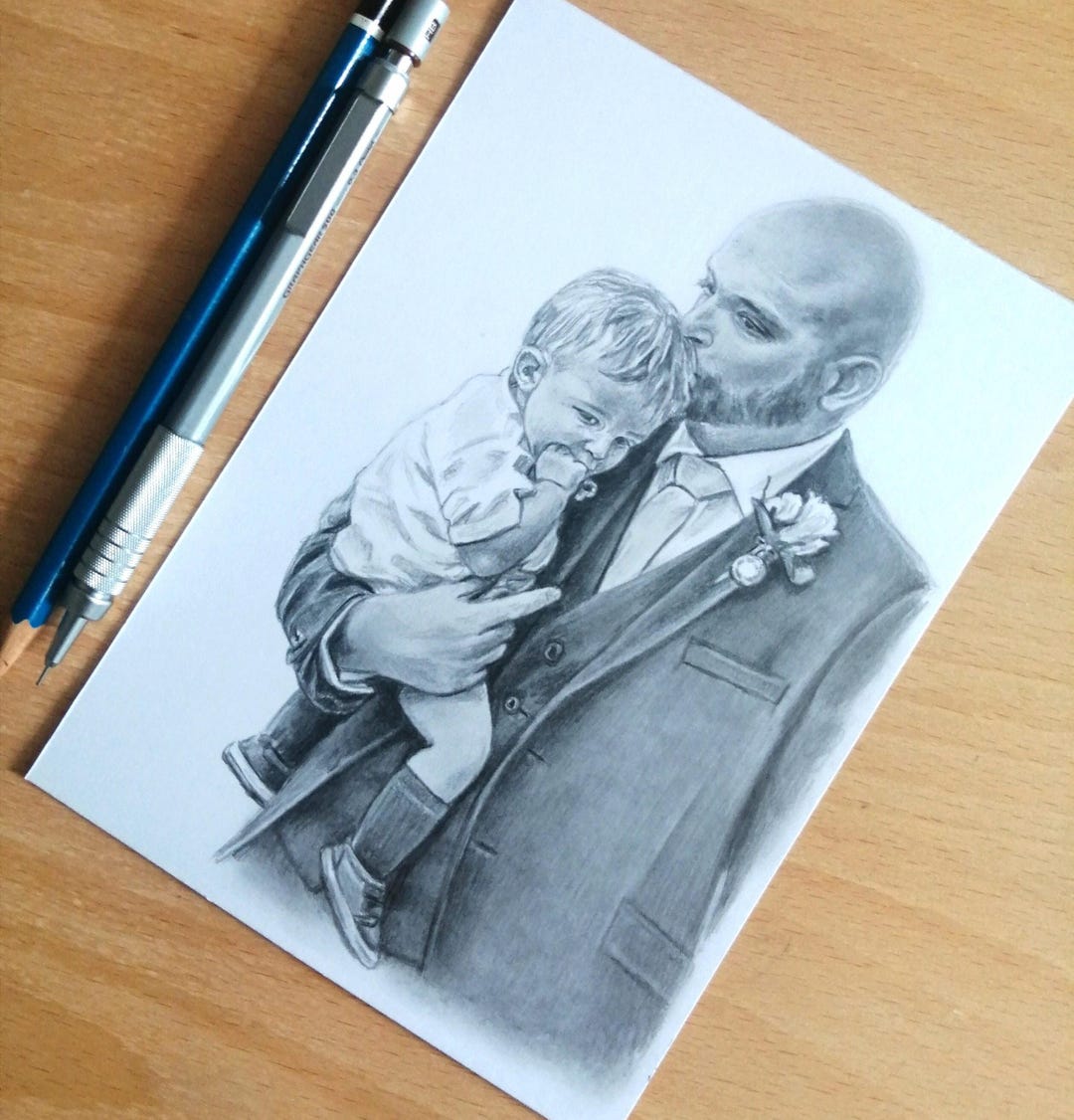 Custom Hand Drawn Portrait | Real Graphite Pencil Drawing From Photo - Etsy