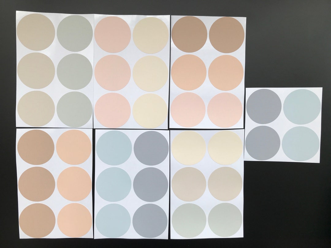 Pack of 40 Boho Neutral Polka Dot Wall Stickers, 7 Cm, Soft Pastel ...