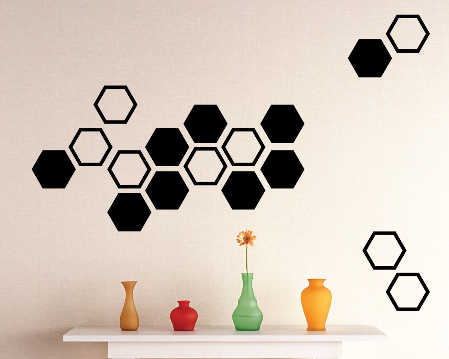 Hexagons vinyl stickers Combo hexagon wall pattern decals | Etsy