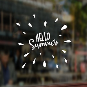 Hello Summer Shop Window Sticker, Hello Summer Retail Display Decal ...