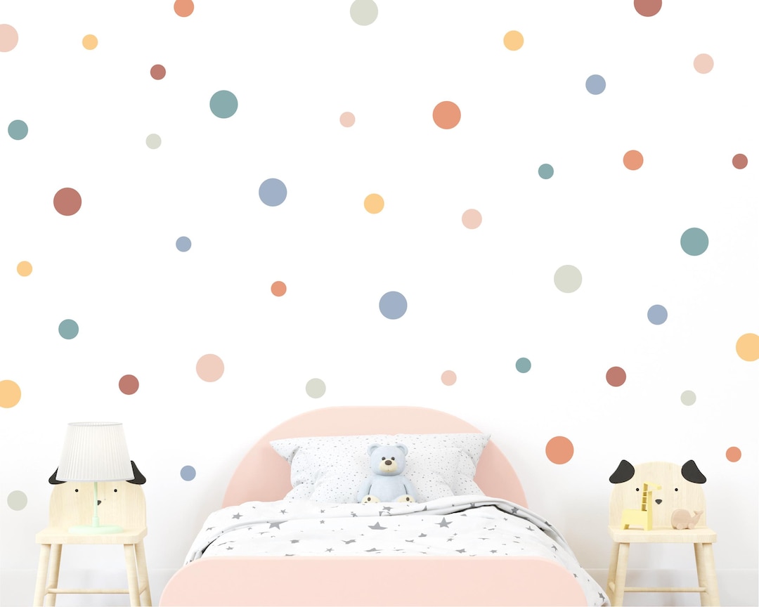 Pack of 90 Pastel Polka Dot Wall Stickers, Soft Neutral Spot Wall ...