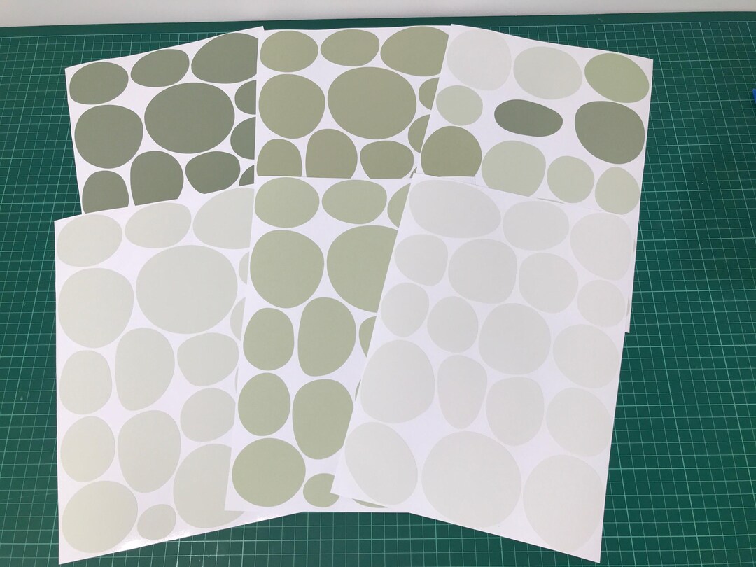 Pack of 100 Irregular Sage Green Polka Dot Wall Stickers for Kids ...