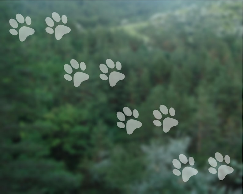Dog Paw Print Window Safety Stickers: Etched Vinyl Decals - Etsy