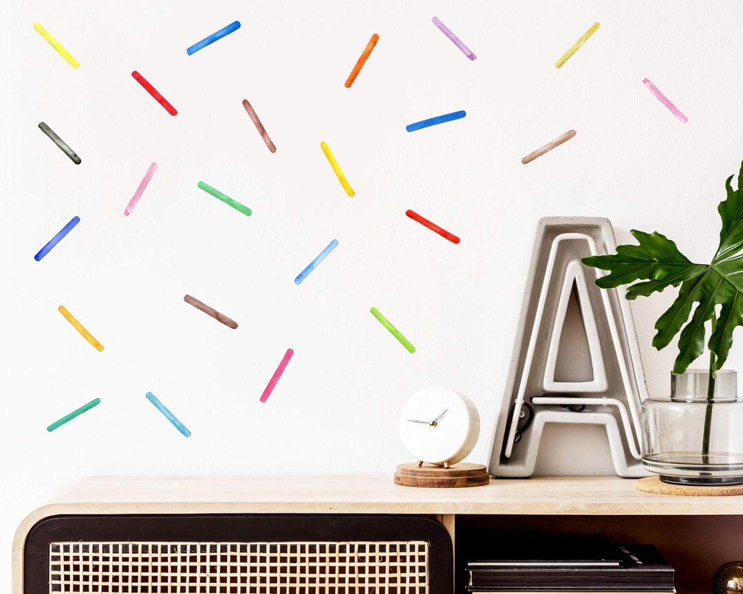 Hand Drawn Watercolour Sprinkle Wall Stickers, Rainbow Sprinkles Wall ...