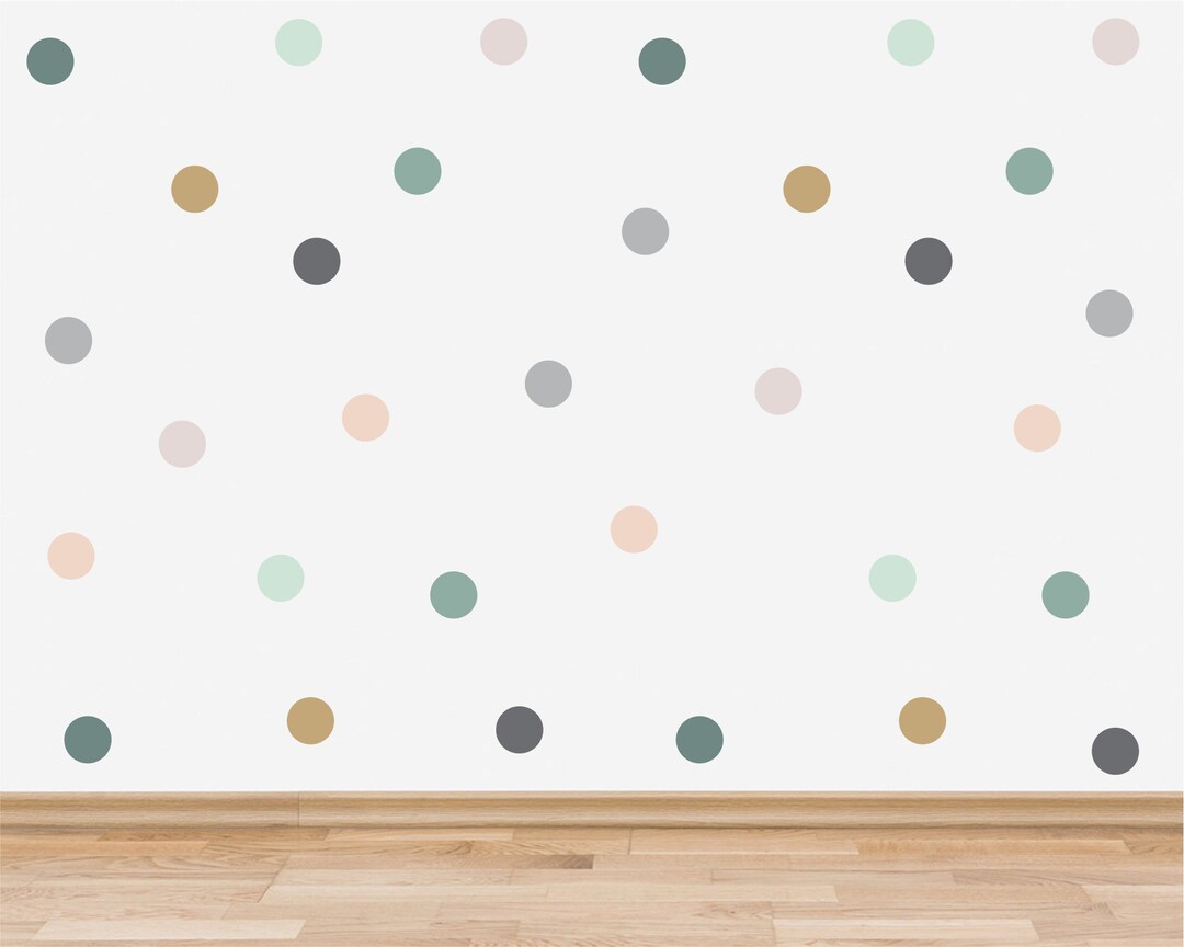 Neutral Polka Dot Wall Stickers for Children, Earth Tones Wall Decals ...