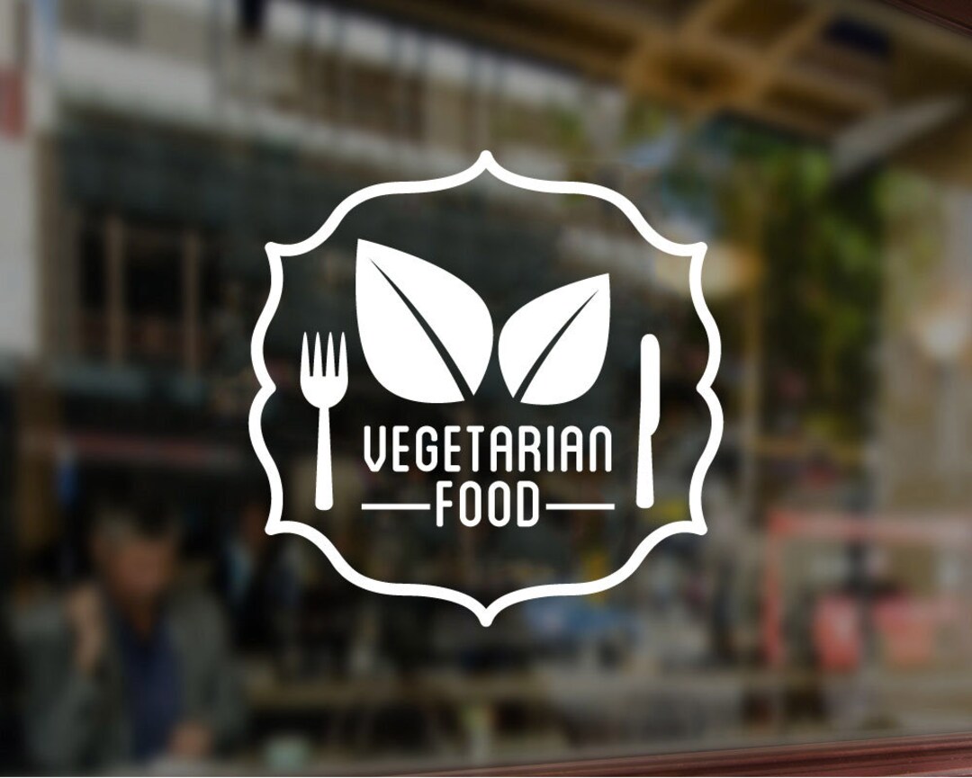 Vegetarian Food Sticker, Vegetarian Food Available Here Sign for Coffee ...