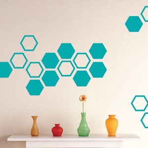 Hexagons vinyl stickers Combo hexagon wall pattern decals | Etsy