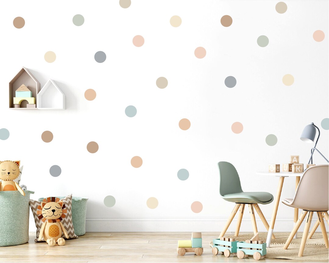 Boho Neutral Polka Dot Wall Stickers Soft Pastel Nursery Wall - Etsy