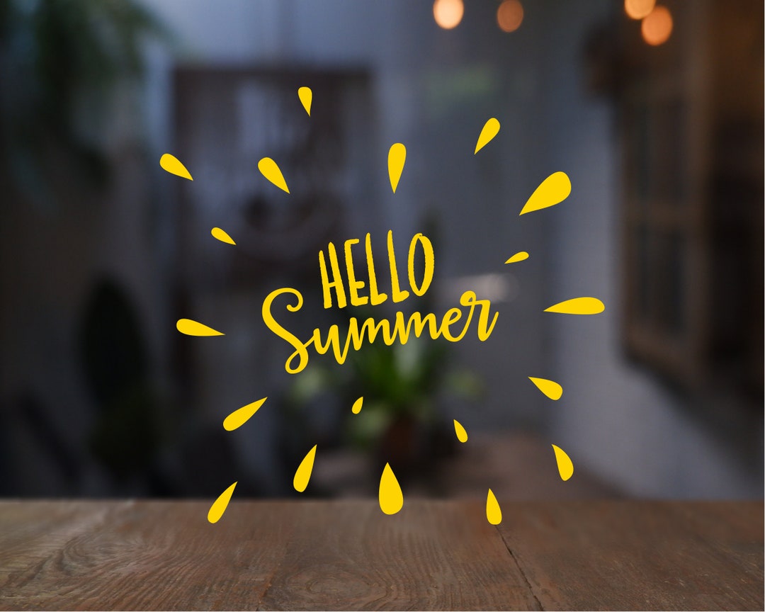 Hello Summer Shop Window Sticker, Hello Summer Retail Display Decal ...