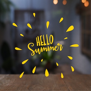 Hello Summer Shop Window Sticker, Hello Summer Retail Display Decal ...