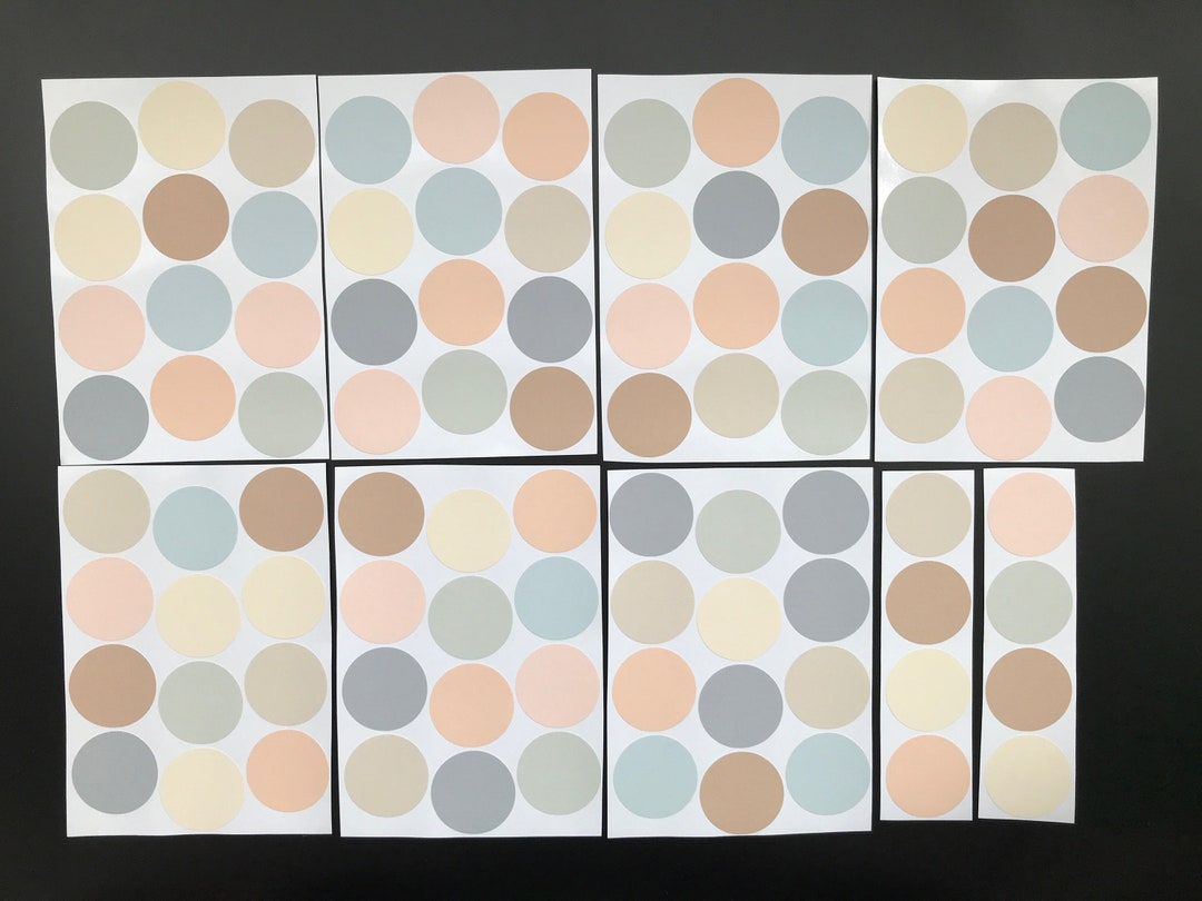 Pack of 92 Boho Neutral Polka Dot Wall Stickers, 2 Inches, Soft Pastel ...