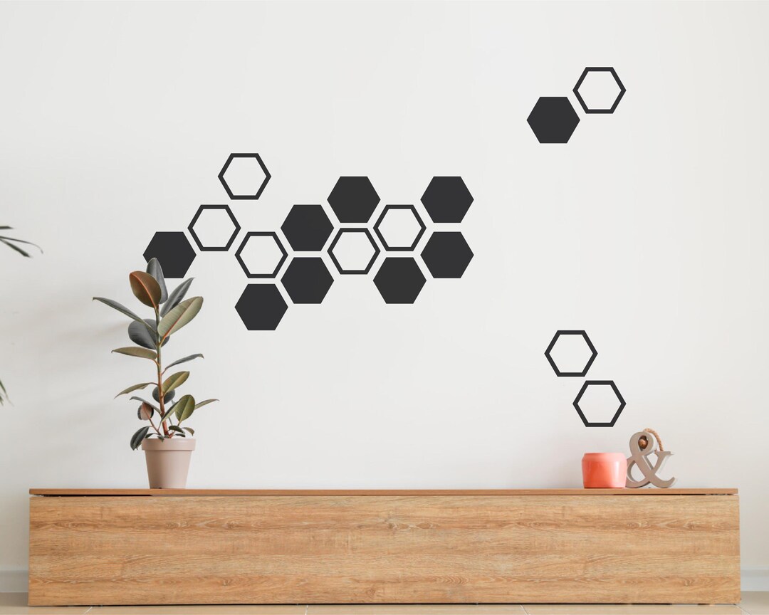Hexagons Vinyl Stickers, Combo Hexagon Wall Pattern Decals, Honeycomb ...