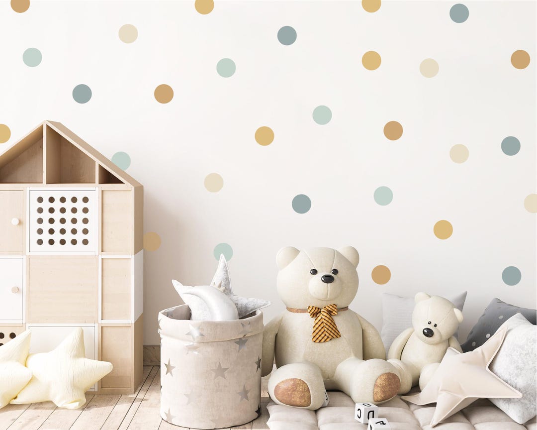 Earthy Neutral Polka Dot Wall Stickers, Natural Tones Nursery Wall ...