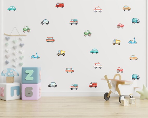 Watercolour Road Vehicle Wall Decals Cars Nursery Wall - Etsy