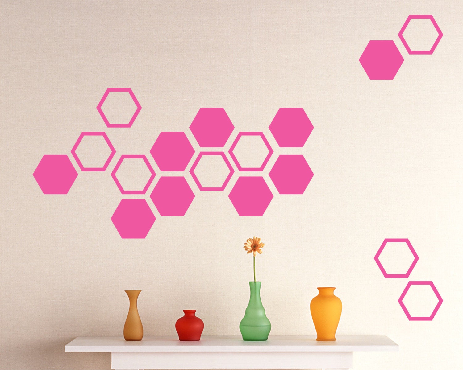 30 Hexagons Vinyl Stickers Combo Hexagon Pattern Wall Decals - Etsy
