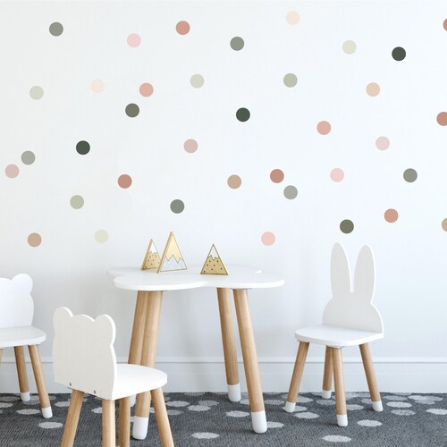 Boho Polka Dot Wall Stickers Bohemian Style Neutral Rainbow - Etsy