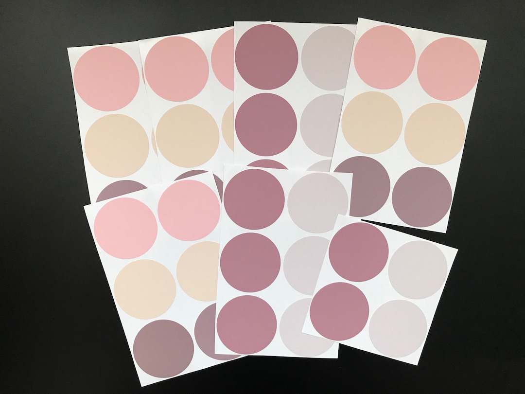 Pack of 40 Dusky Pink Polka Dot Wall Stickers, Blush Pink Nursery Wall ...