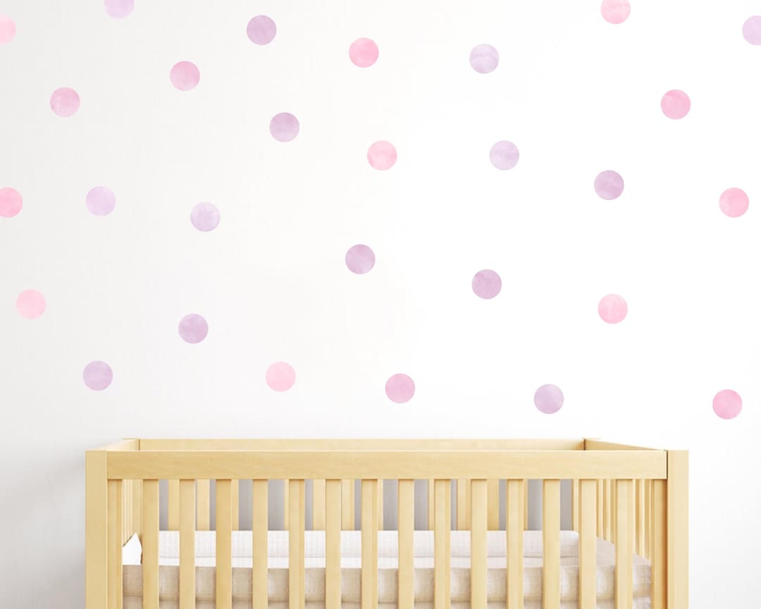 Watercolor Polka Dot Wall Stickers: Pink & Purple Nursery Decor - Etsy