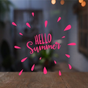 Hello Summer Shop Window Sticker, Hello Summer Retail Display Decal ...