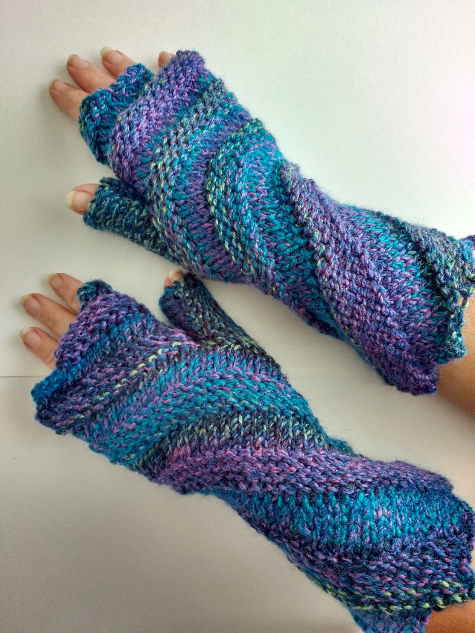Hand Knitted Spiral Fingerless Gloves by Angela Gardner Studio - Etsy