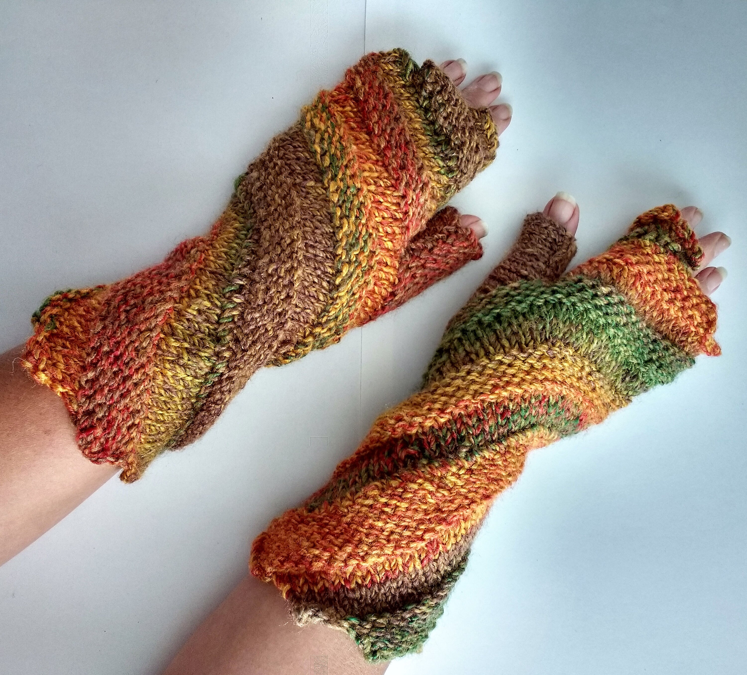 Hand Knitted Spiral Fingerless Gloves by Angela Gardner Studio - Etsy